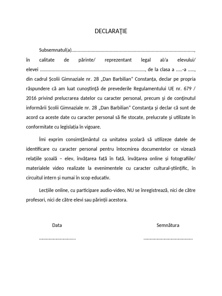 Declaratie Consimtamant Audio Video | PDF