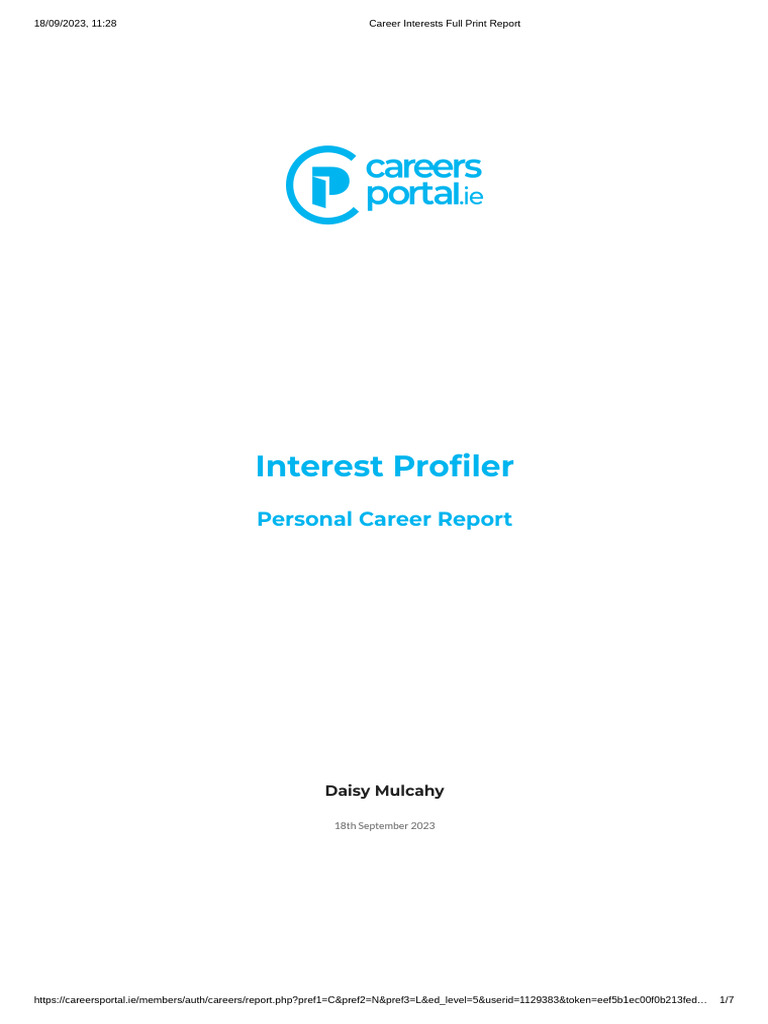 Career Interests Full Print Report | PDF