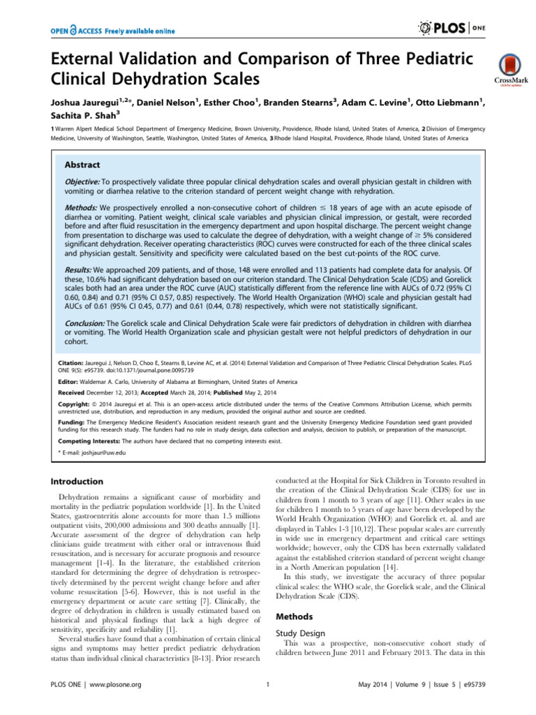 Popular Clinical Dehydration Scales | PDF