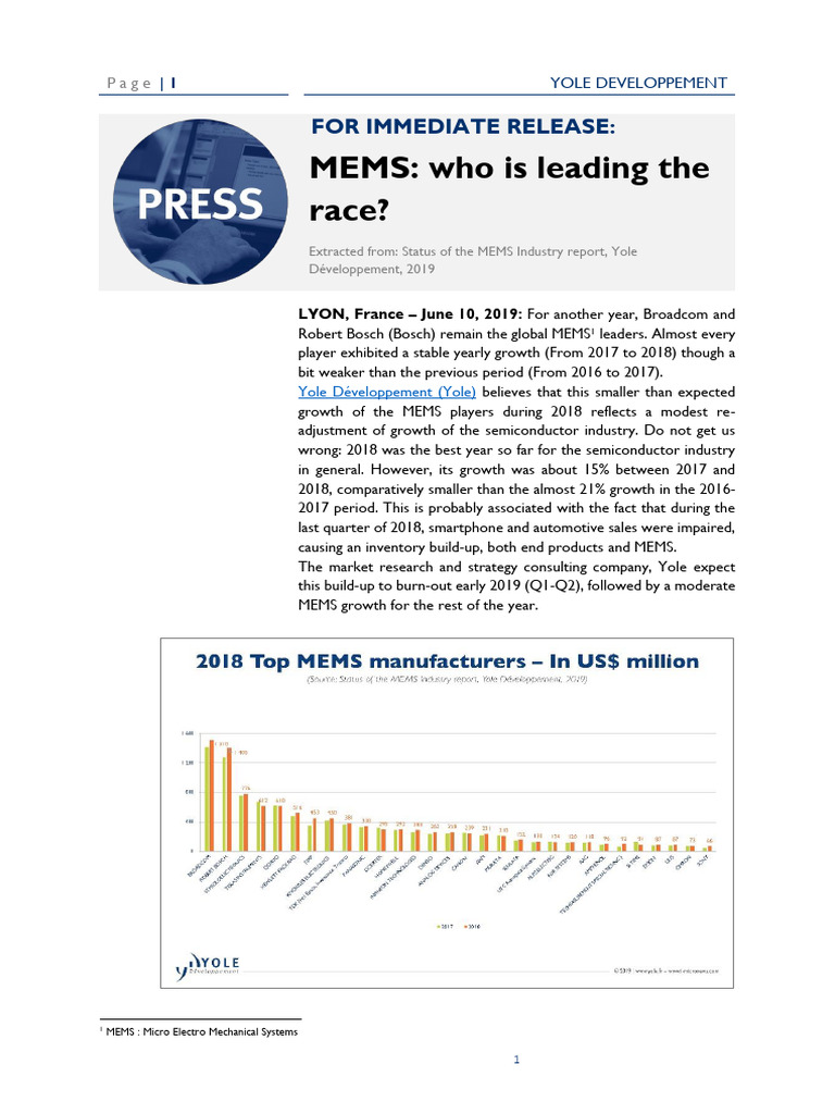 MEMS - Who Is Leading The Race - YOLE - June2019 | PDF