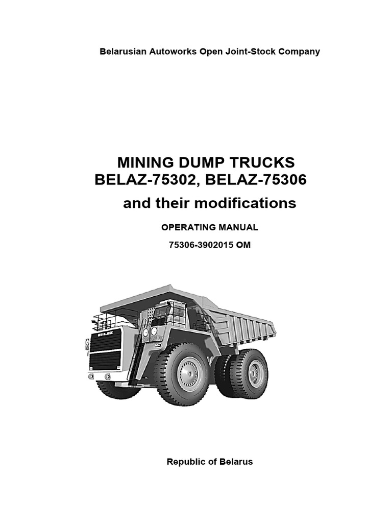 BelAZ-75302/75306 Operating Manual | PDF | Truck | Engines