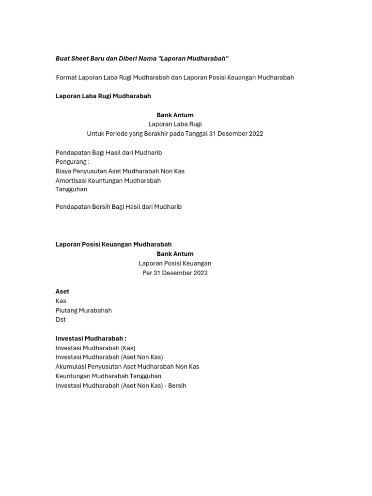 Format Laporan Laba Rugi Dan Laporan Posisi Keuangan - P4 | PDF