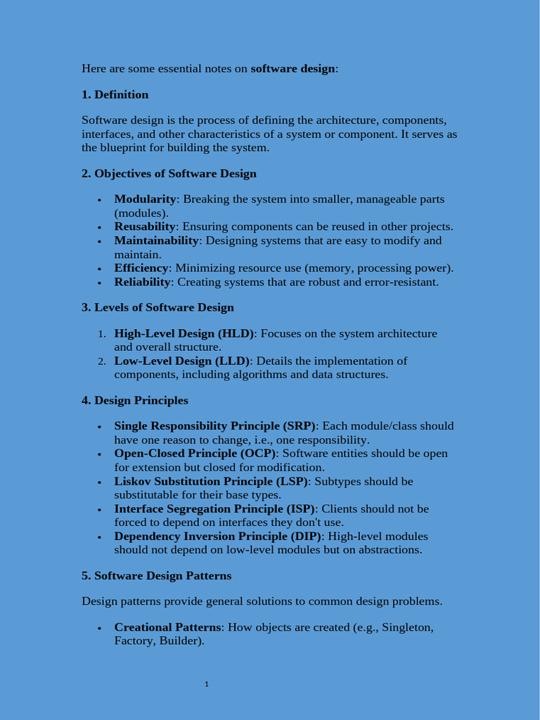 Essential Notes On Software Design | PDF