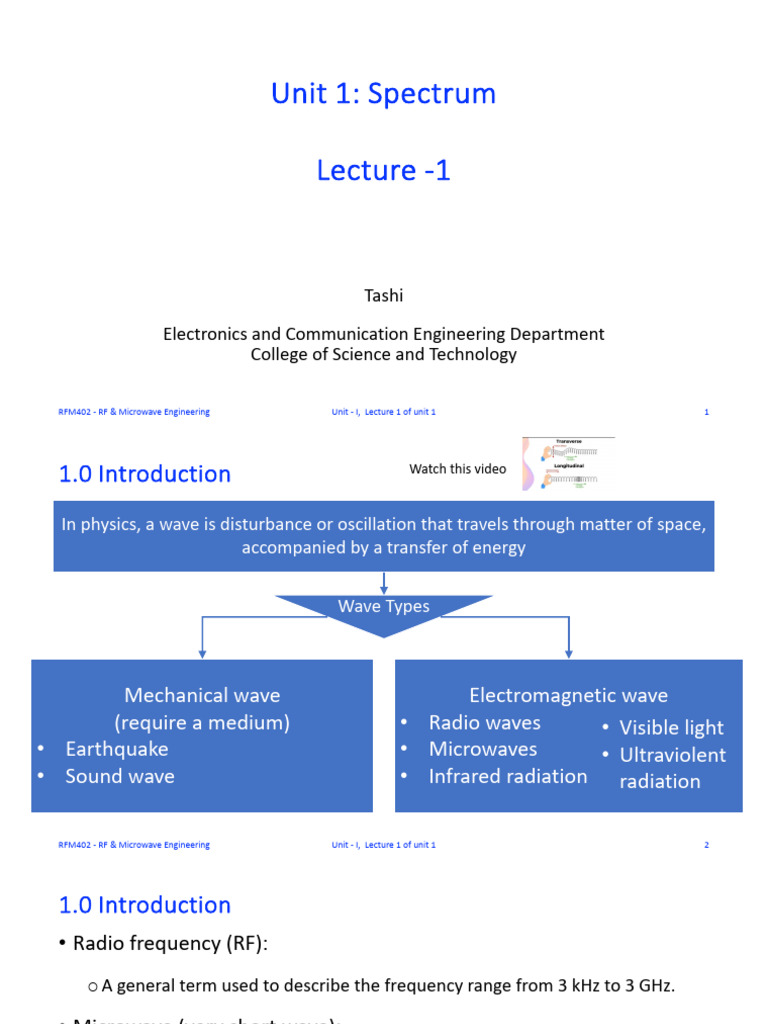 RF and Microwave Engg Lecture 1 | PDF