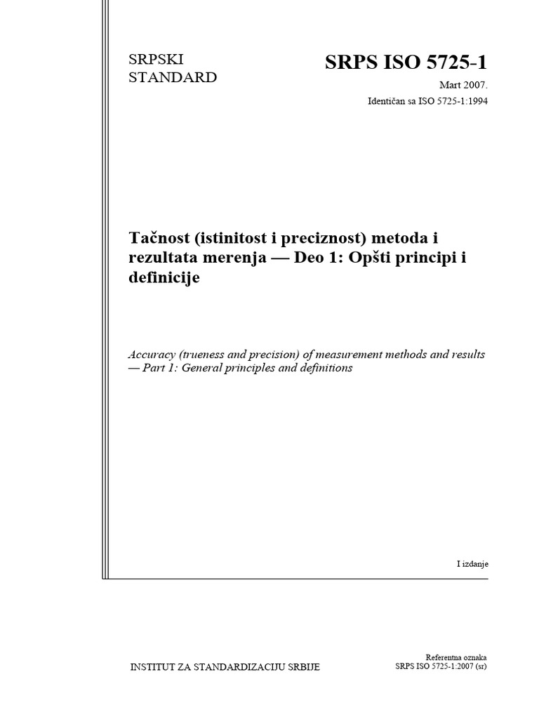 SRPS Iso 5725-1 - 2007 | PDF