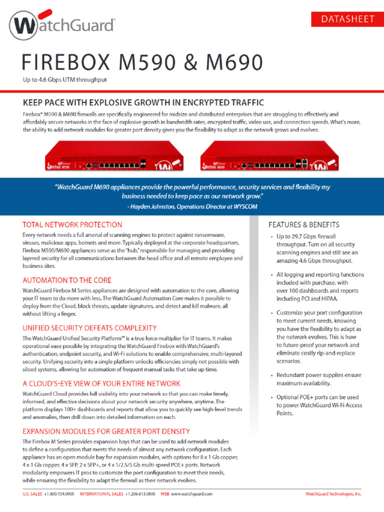 Datasheet - Firebox M590 and M690 - WatchGuard Technologies | PDF