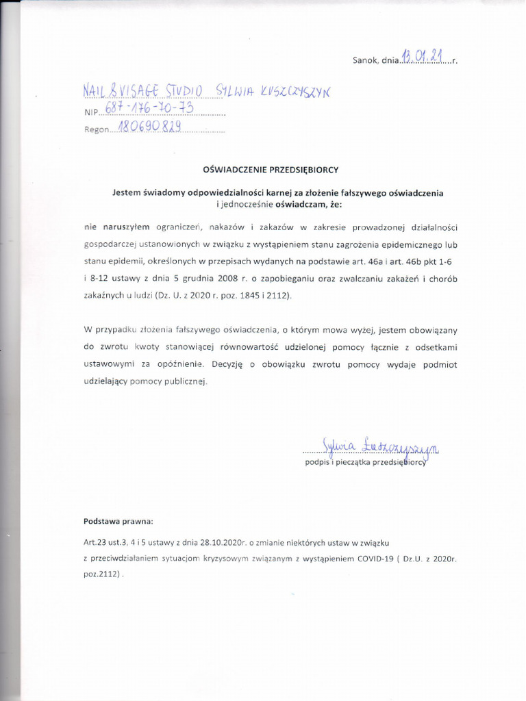 Oświadczenie Pup | PDF