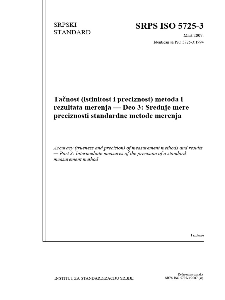 SRPS Iso 5725-3 - 2007 | PDF
