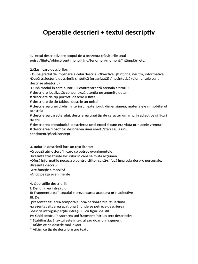 Operațile Descrieri | PDF
