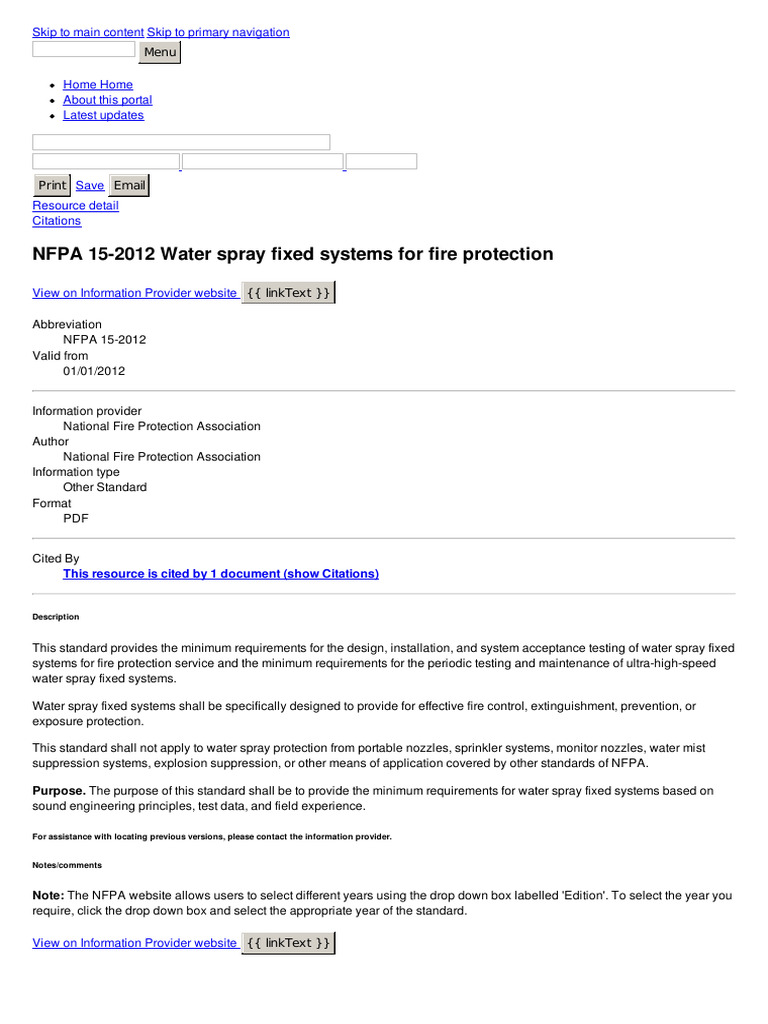 Nfpa 15 2012 8720 | PDF