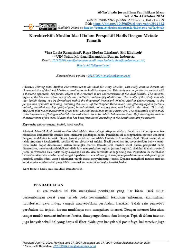 Al-Tarbiyah Vol 2 No 4 Oktober 2024 Hal 212-229 | PDF