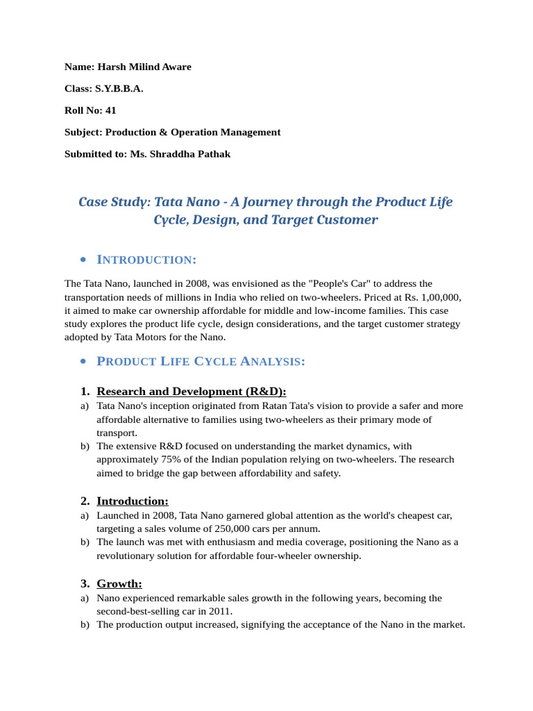 Production and Operation Management Assignment | PDF
