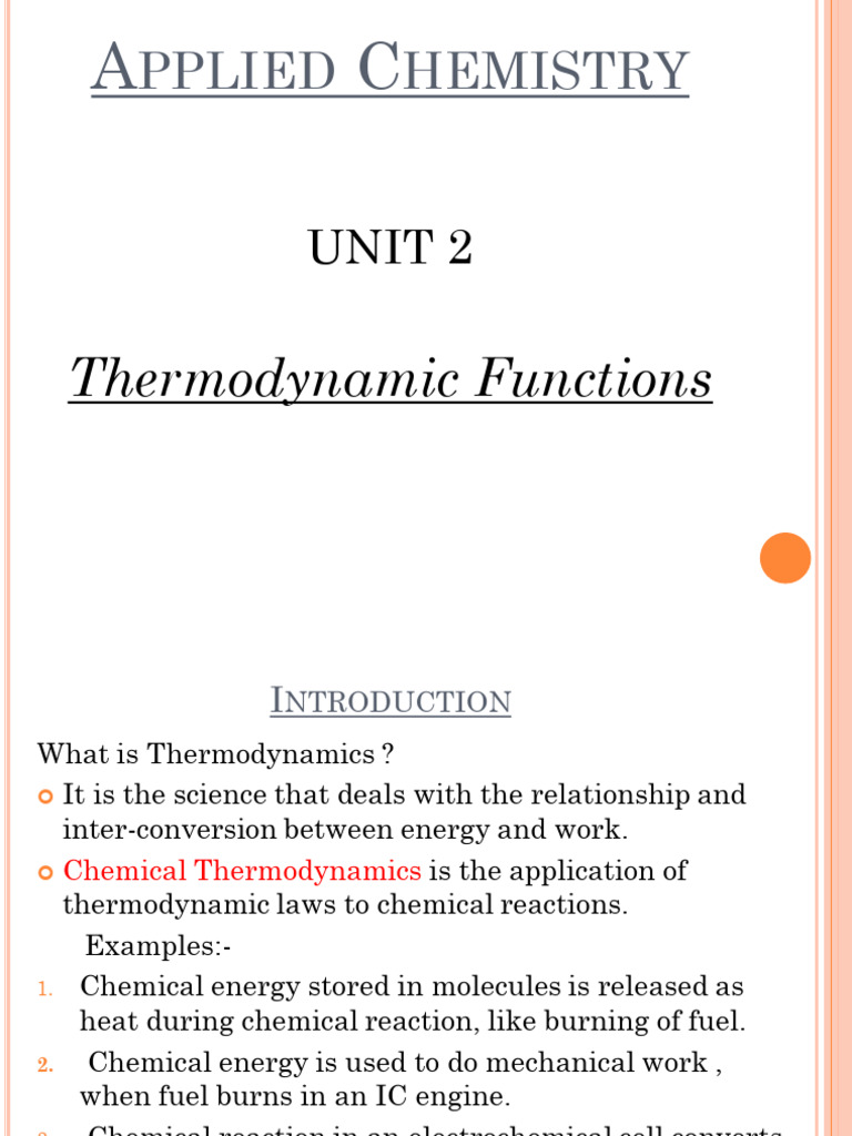 AC, Unit 2, Thermodynamic Functions | PDF