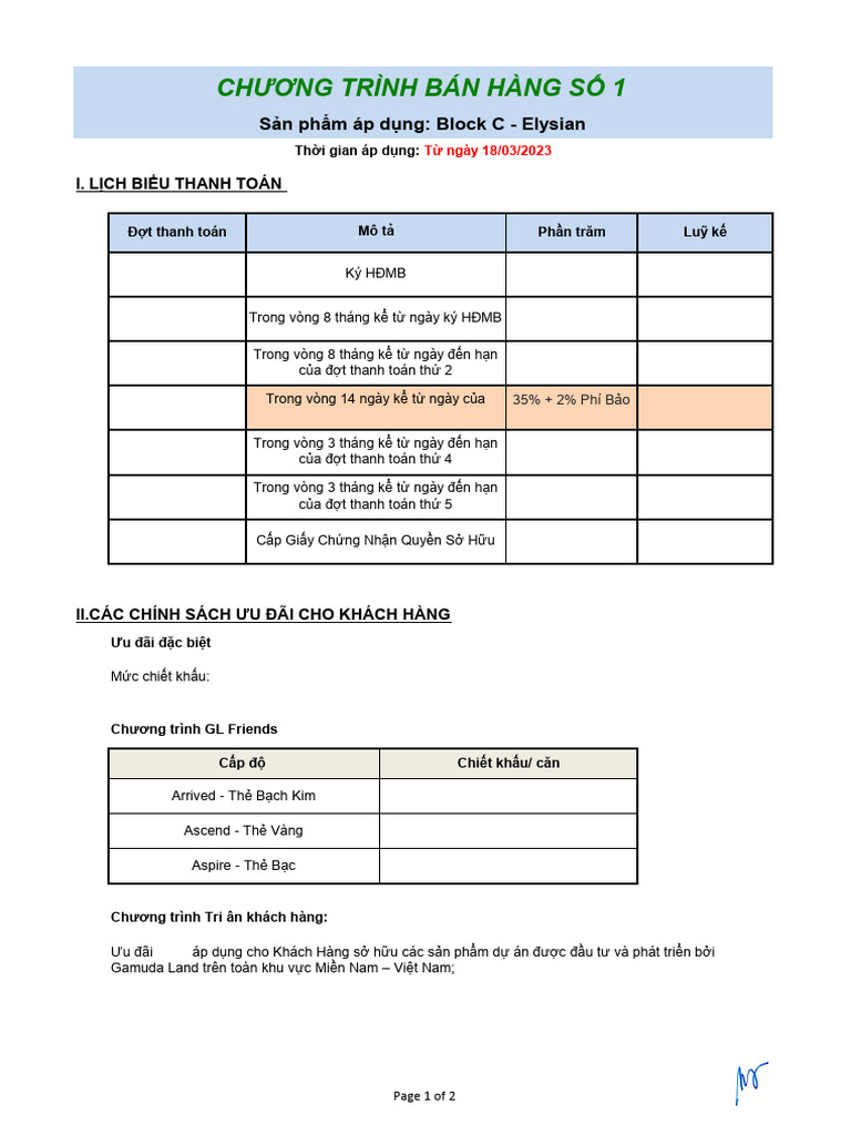 Elysian - CTBH số 1 (Block C) | PDF