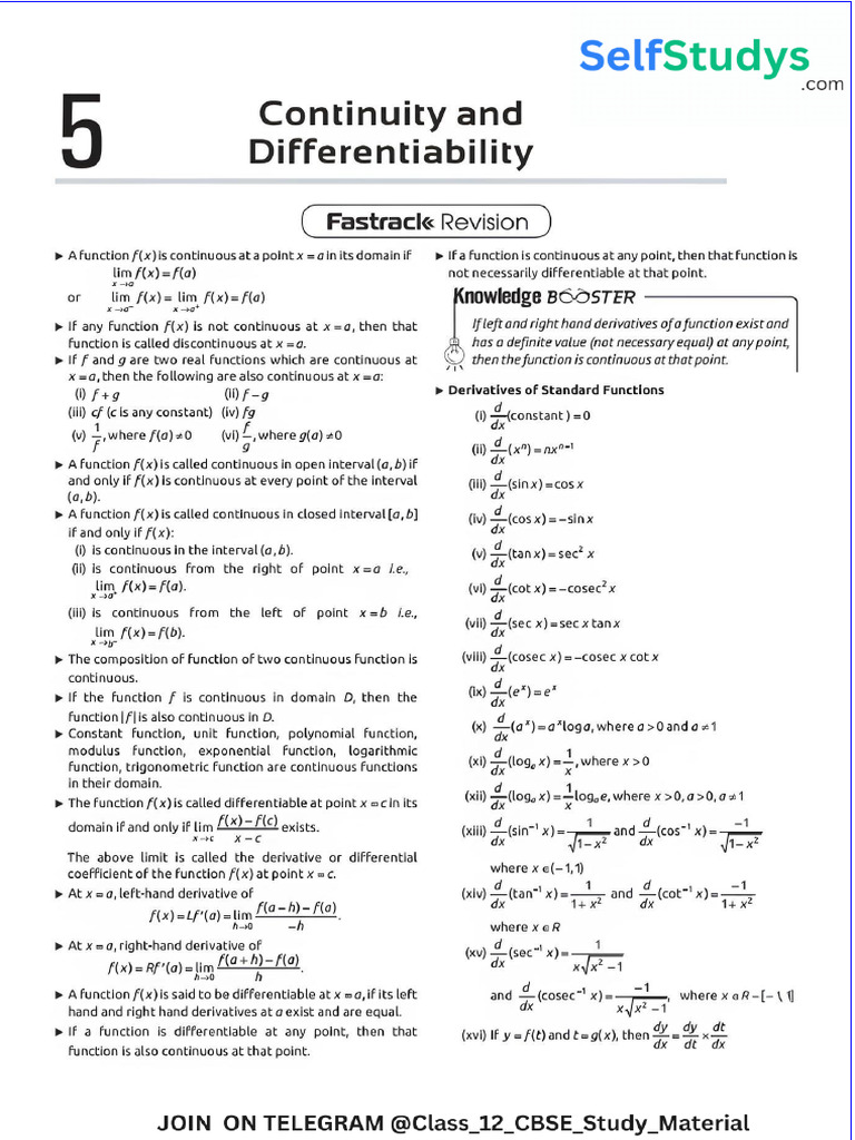 Continuity and Differentiability | PDF