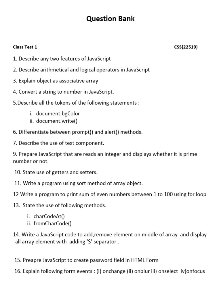 Question Bank (CSS) | PDF