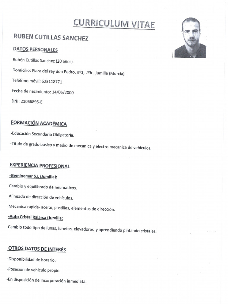 CV Rubén Cutillas Sanchez | PDF