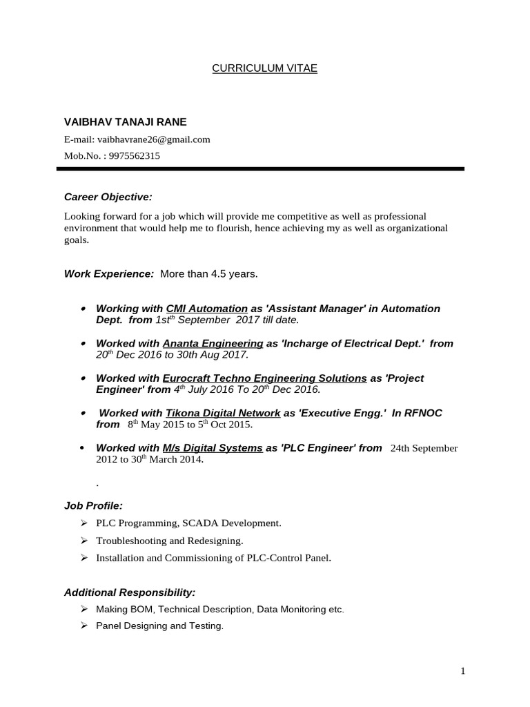 CV Vaibhav Rane | PDF