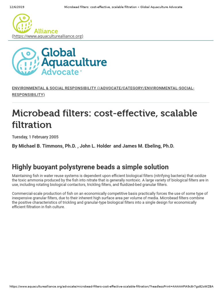 Microbead Filters Cost Effective Scalable Filtration | PDF