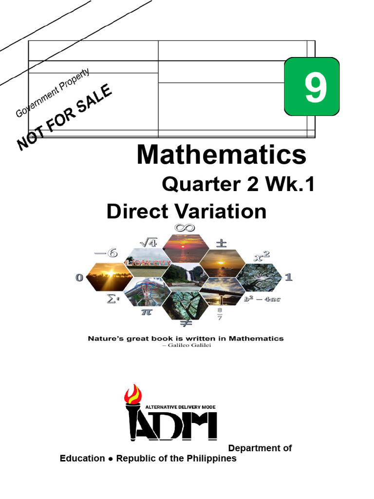 MAth9 Q2 Mod2 W1 .DirectVariation Version3 | PDF