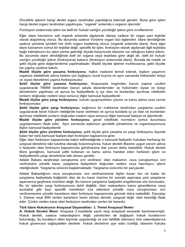 İDARE 1. DÖNEM ÖZETi | PDF