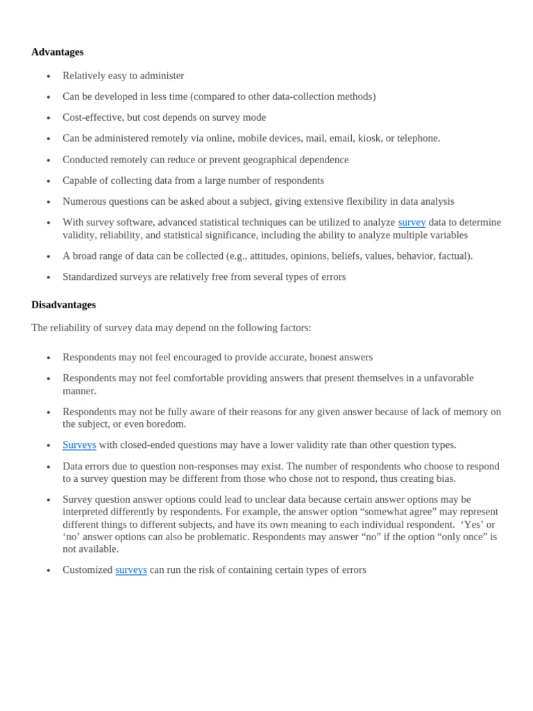 Advantages SURVEYS FINAL | PDF