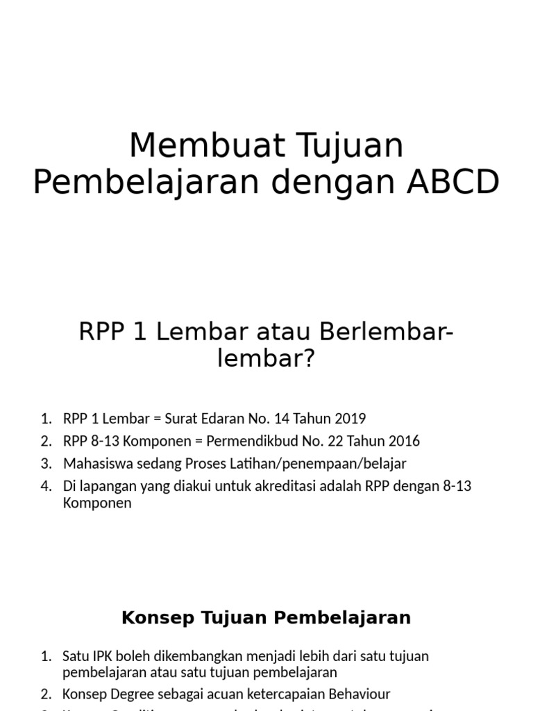 Tujuan Pembelajaran Dengan ABCD | PDF
