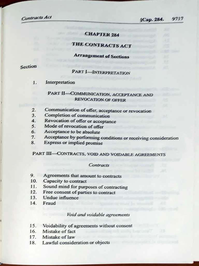 Contracts Act Cap. 284 | PDF