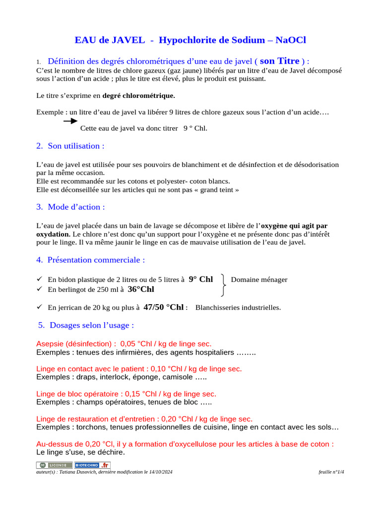 Eau de Javel | PDF