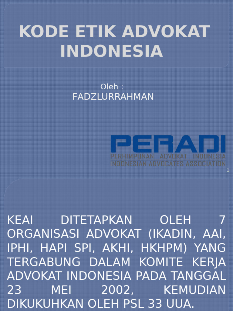 Kode Etik Advokat | PDF