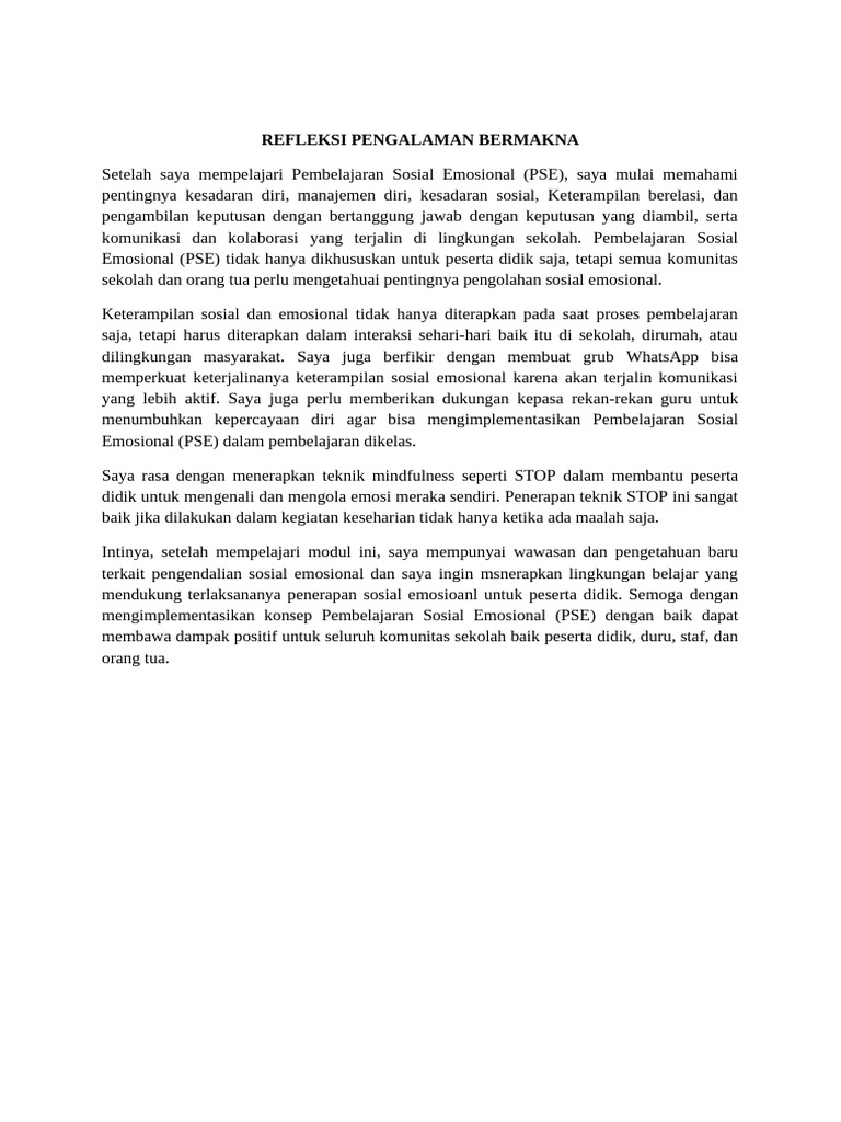 Refleksi Pengalaman Bermakna | PDF