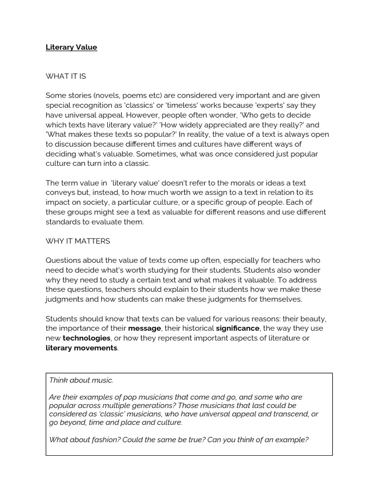 Literary Value | PDF