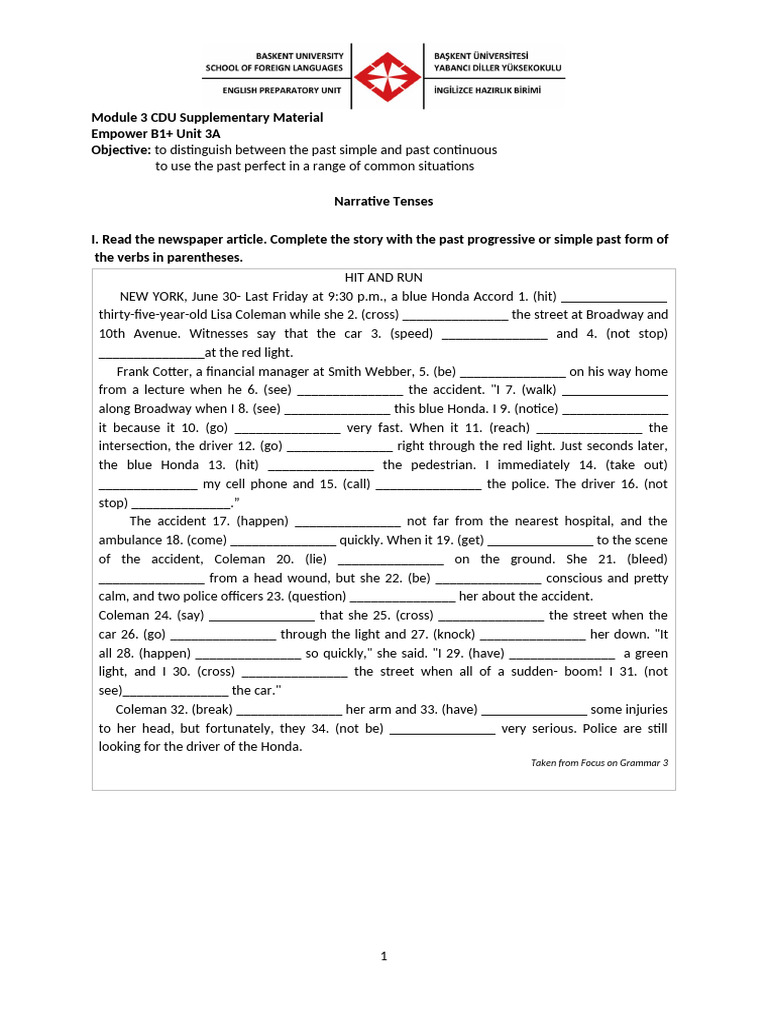 Empower Unit 3A Narrative Tenses | PDF