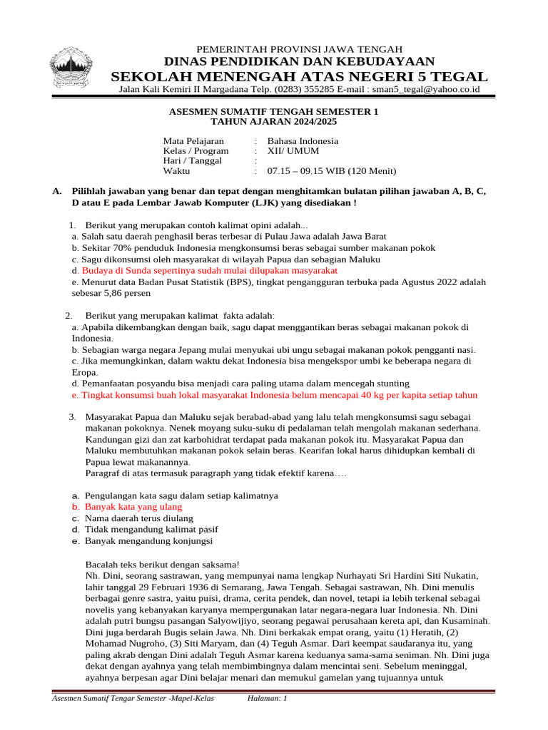 TEMPLATE MASTER SOAL | PDF