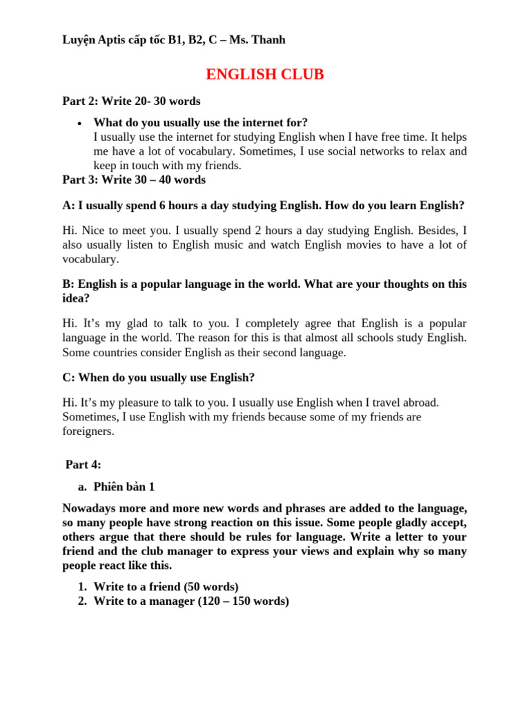 English Club | PDF