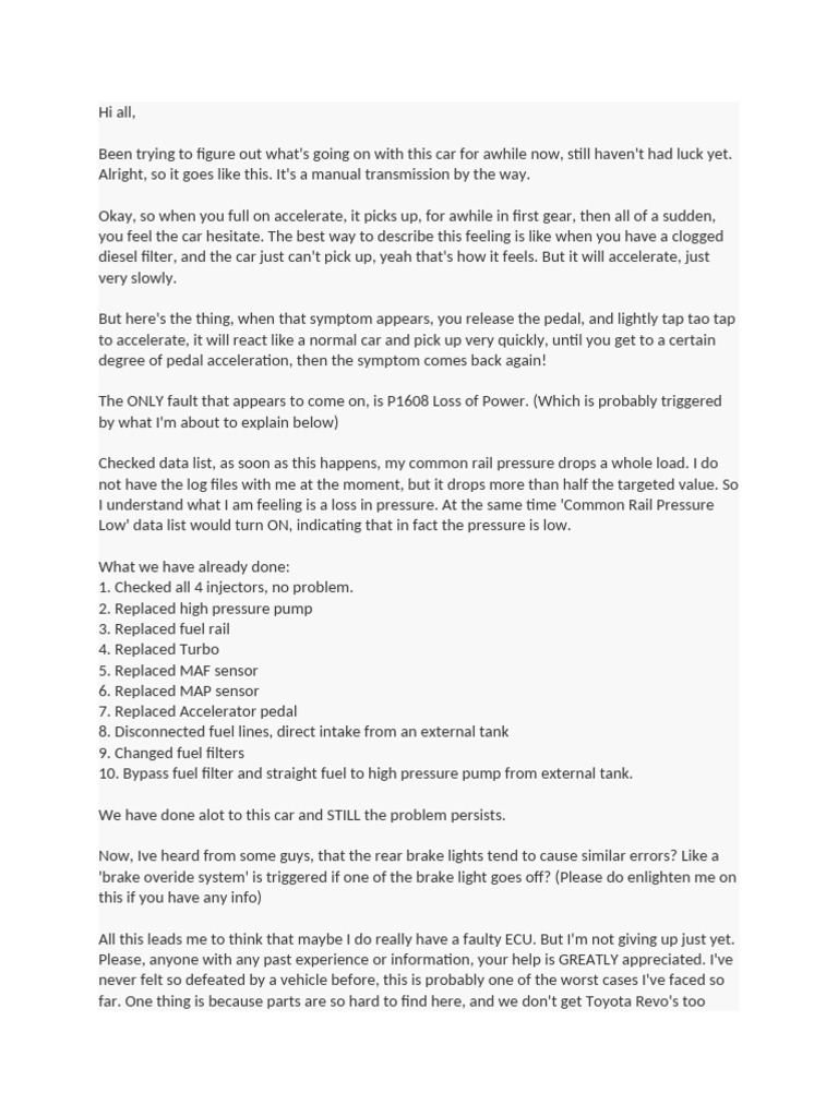 Loss of Power For Revo | PDF