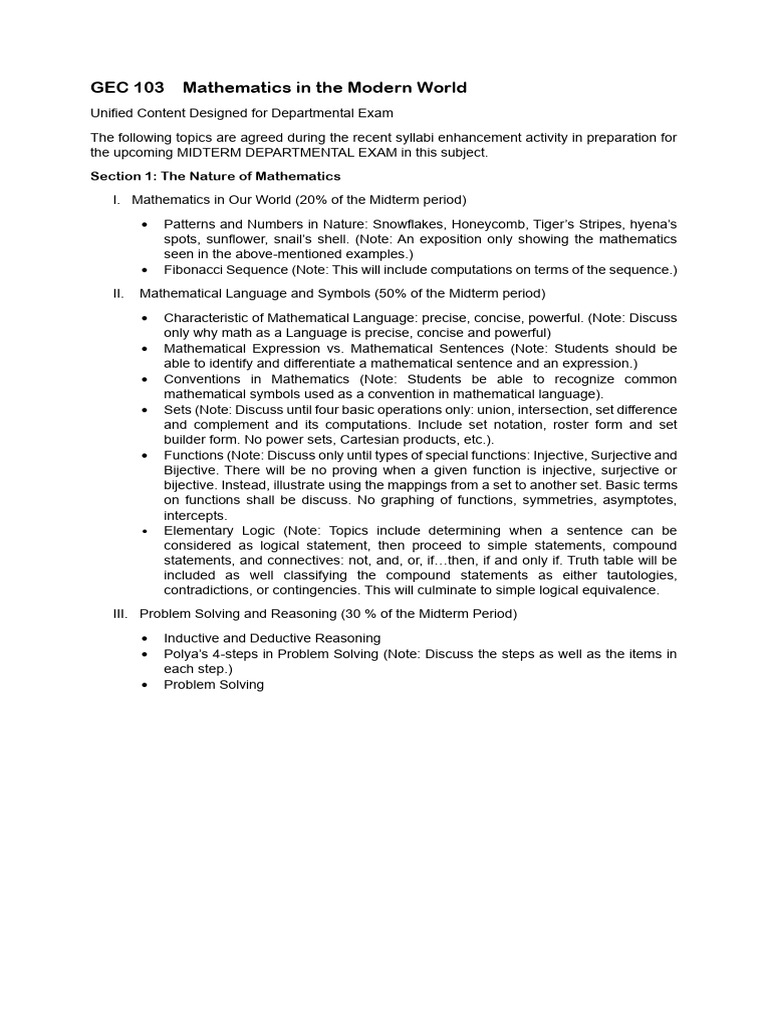 In The Modern World Midterm Coverage Edited For Students | PDF