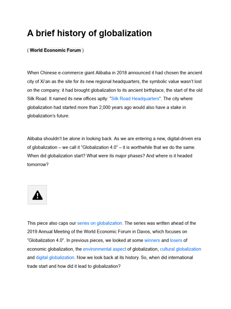 A Brief History of Globalization | PDF | Age Of Discovery | Travel