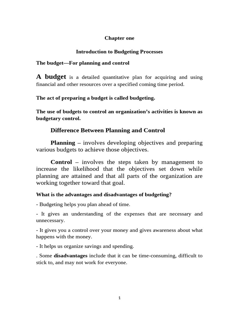 First Lecture Budgets | PDF