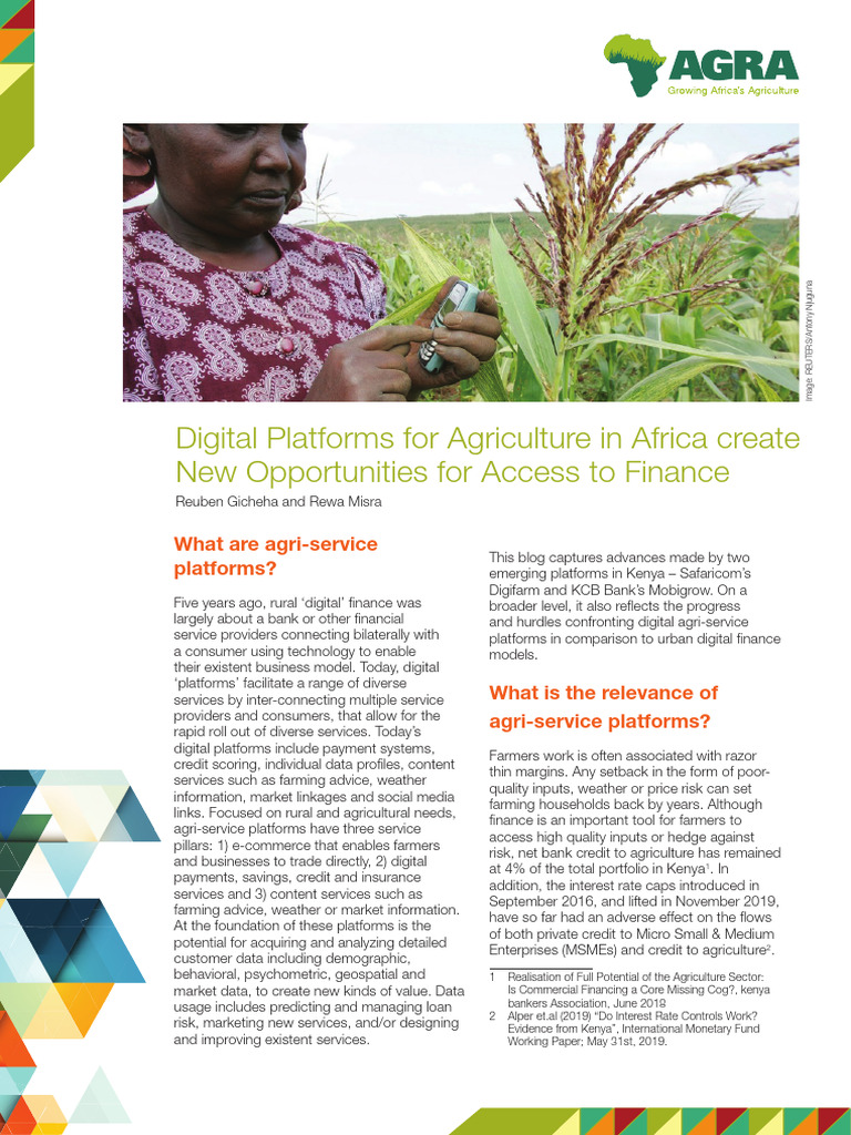 Digital Platforms For Agriculture in Africa Create New Opportunities ...