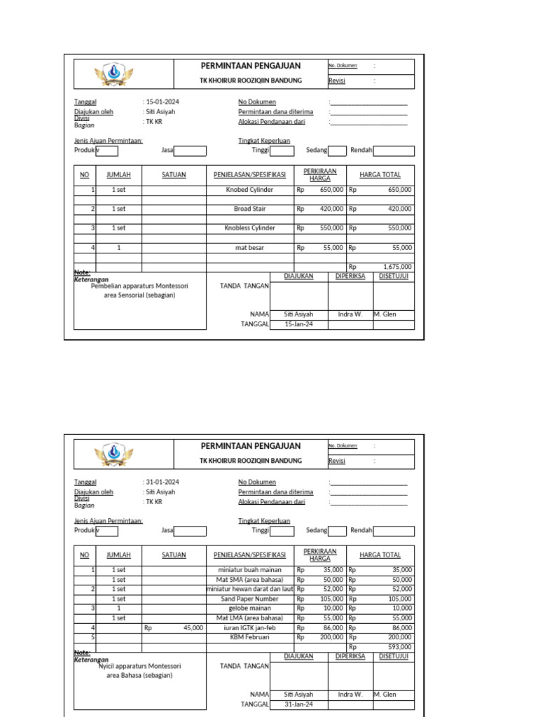 FORM Pengajuan | PDF
