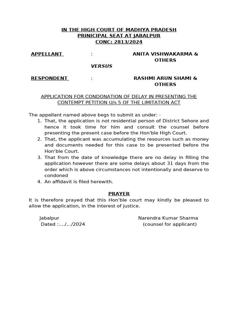 Condonation of Delay | PDF