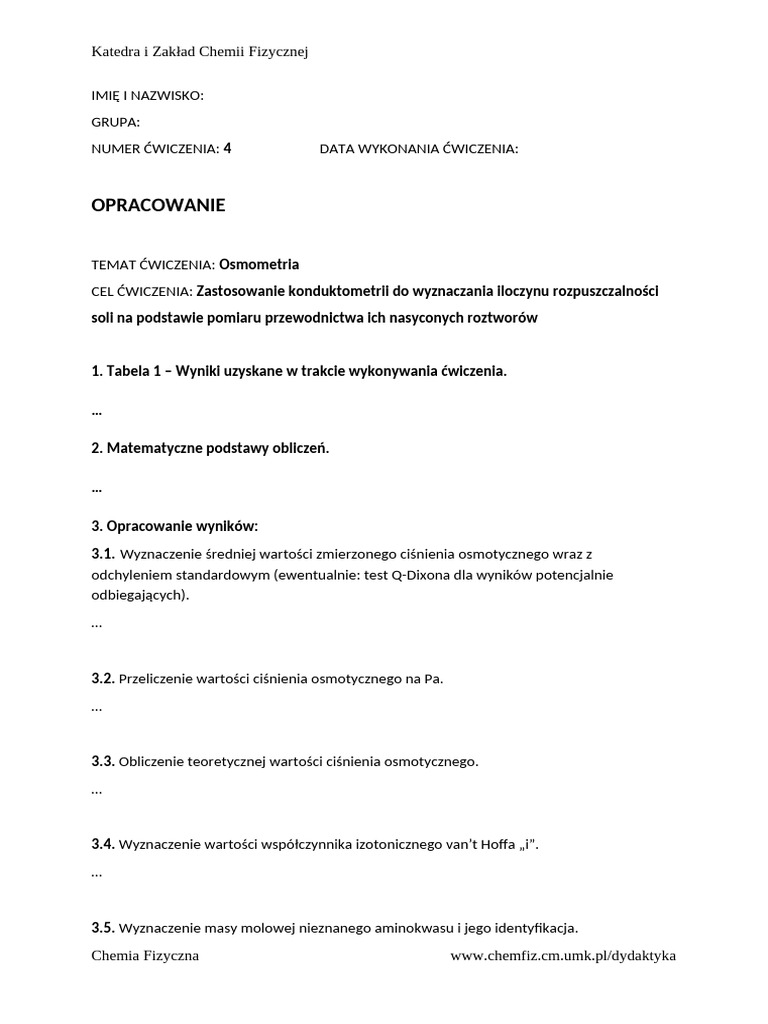 Raport Cw4 Analityka Nowe Osmometria | PDF