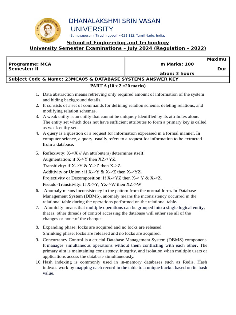 Dbms Sem II Final Key | PDF
