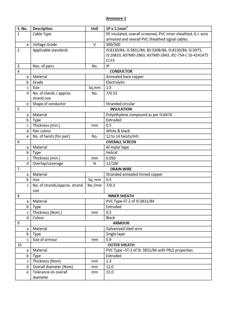 Specification Annexure 21538 | PDF
