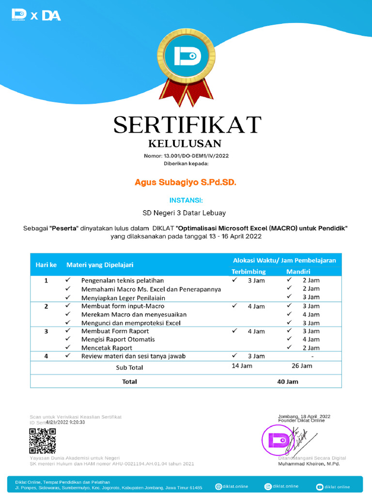 Agus Subagiyo S.PD - SD | PDF