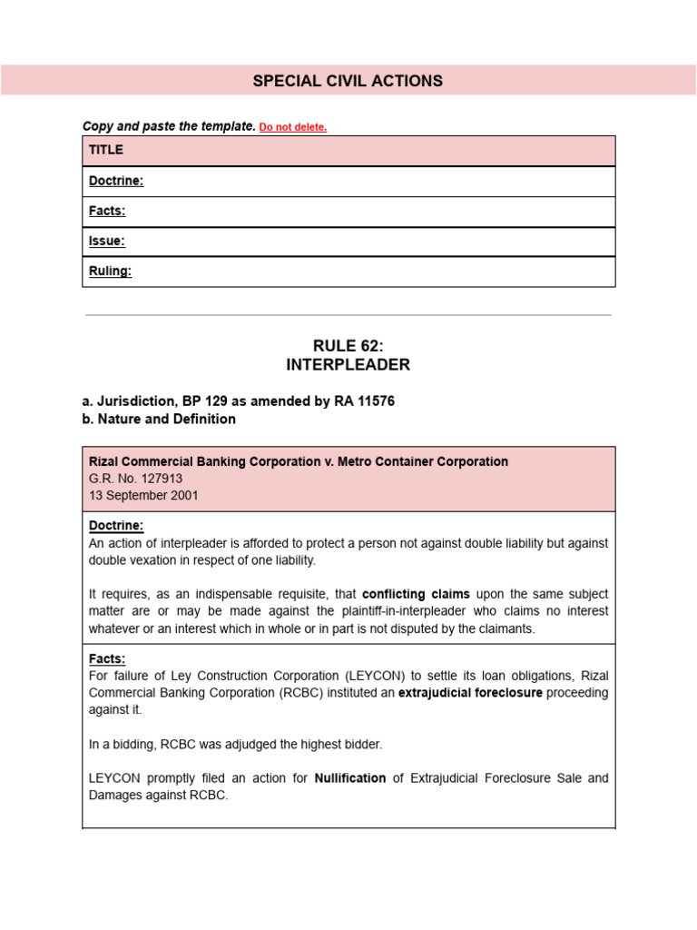 SPEC Module 1 - Rule 62-63 Digests | PDF
