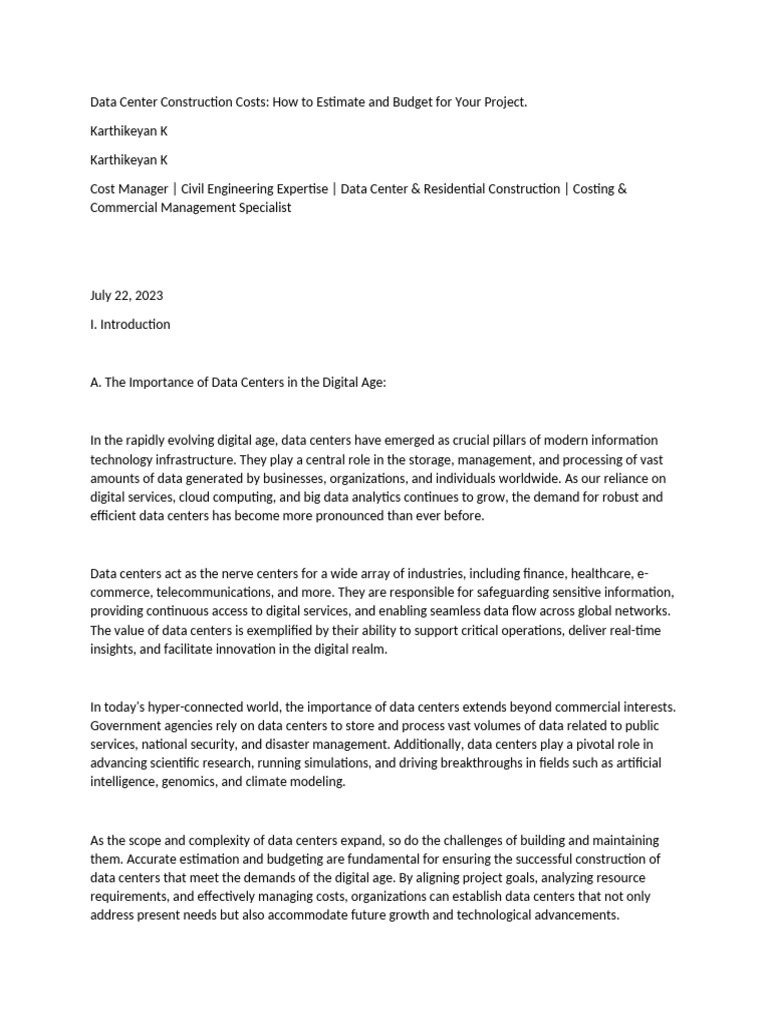 Data Center Construction Costs | PDF