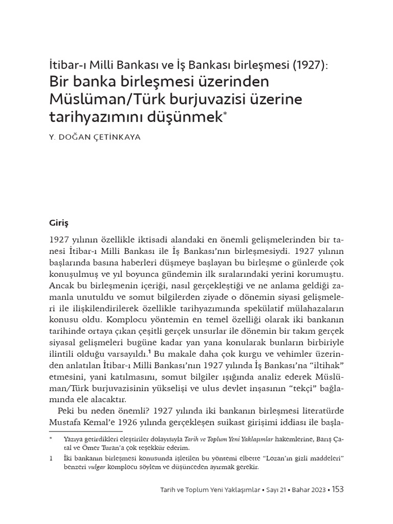 Itibar I Milli Bankasi Ve Is Bankasi Bir | PDF