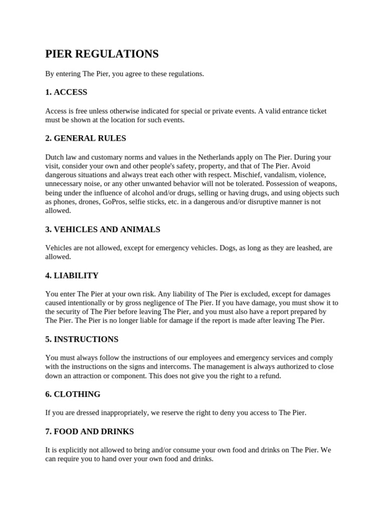 PIER REGULATIONS | PDF